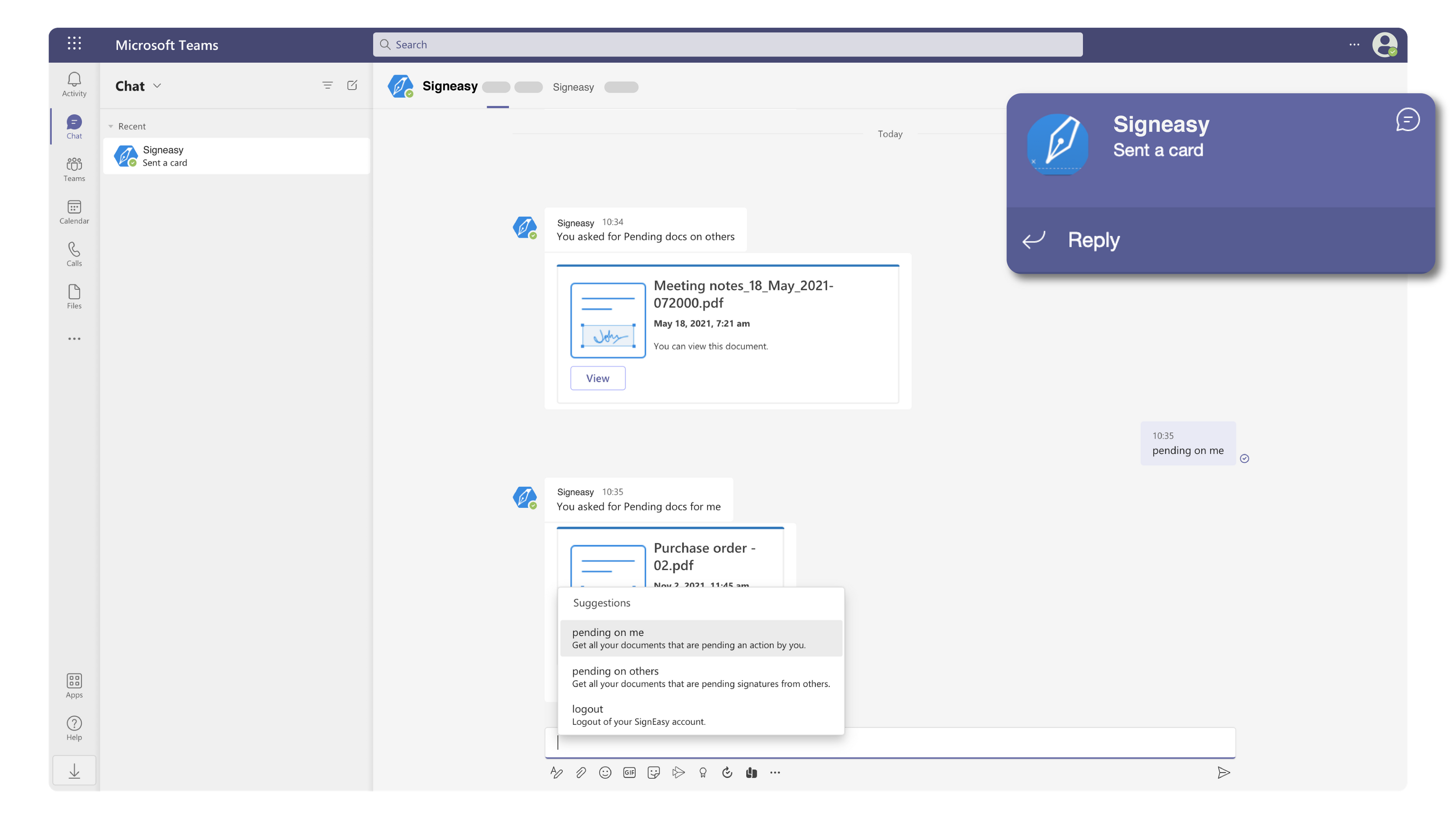 Microsoft Teams Integration | Signeasy